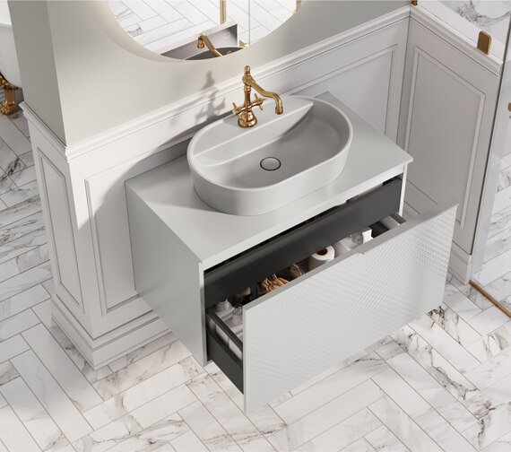 Royo Glam 540mm High Single Drawer Wall Hung Vanity Unit - RO168386.