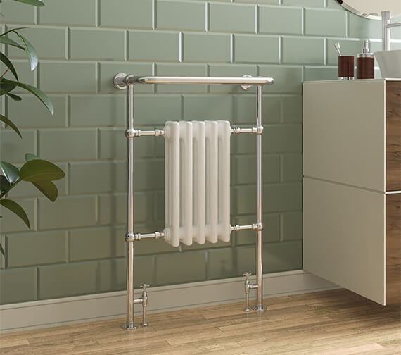 Hudson Reed Small Harrow 540 x 965mm Traditional Radiator Chrome-White ...