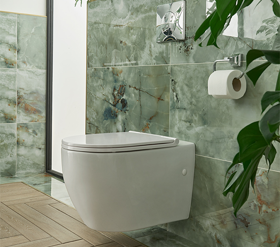 Heritage Stamford White Rimless Wall Hung Pan With Soft Close Seat