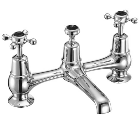 Burlington 2 TH Bridge Basin Mixer Tap With Waste And Claremont Handles