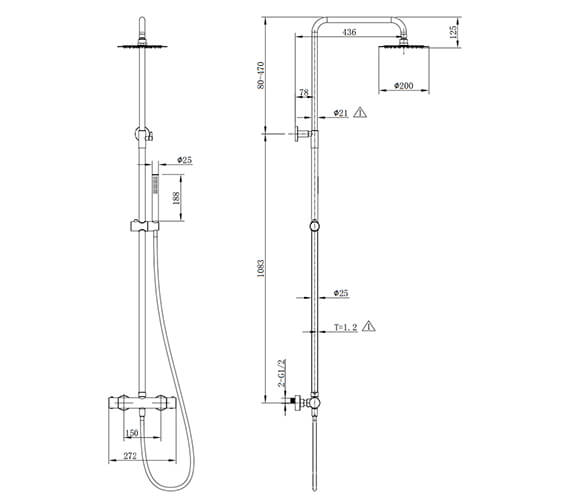Aqua Edition Sphere Round Brushed Brass Thermostatic Shower Column ...