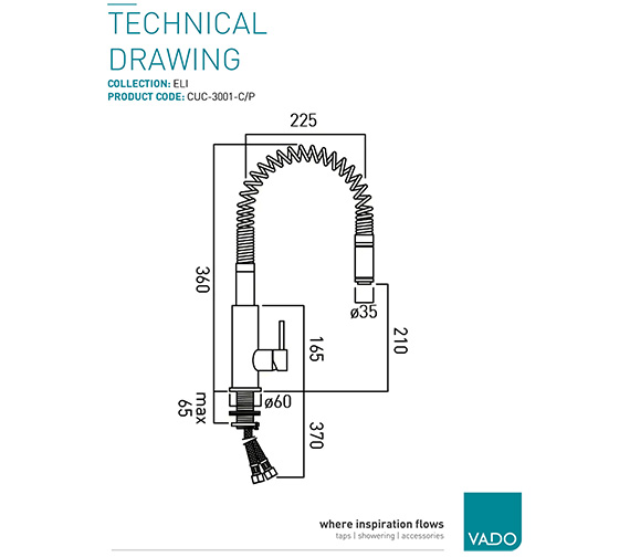 Vado Eli Chrome Mono Kitchen Sink Mixer Tap With Swivel Spout