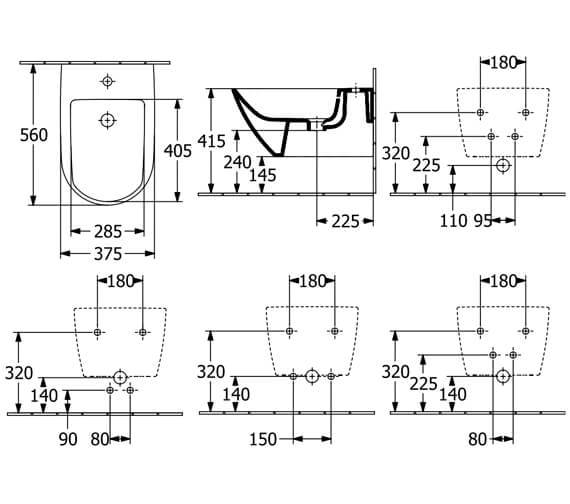 Villeroy And Boch Subway 3.0 White Alpin Oval Wall Mounted Bidet