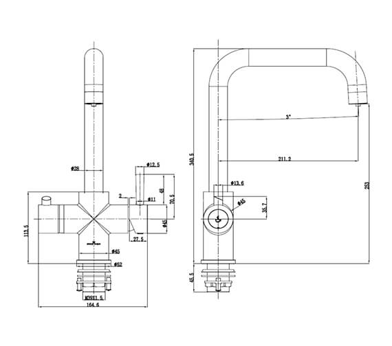 Reginox Tribezi 3-in-1 Instant Hot Water Kitchen Tap with Tank and Filter