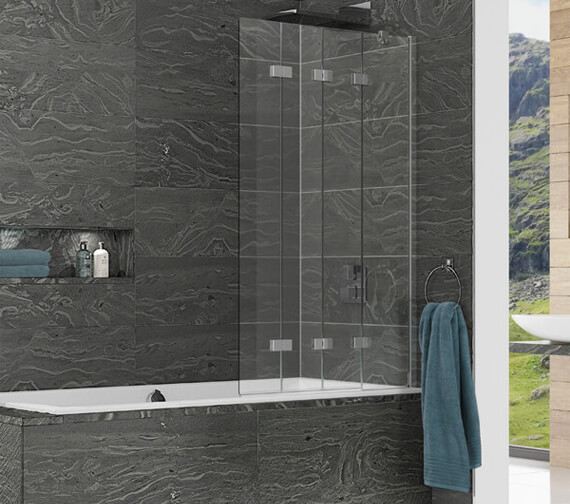 Kudos Inspire 950 X 1500mm Compact 4 Panel In Fold Bath Screen 4bascomplhs
