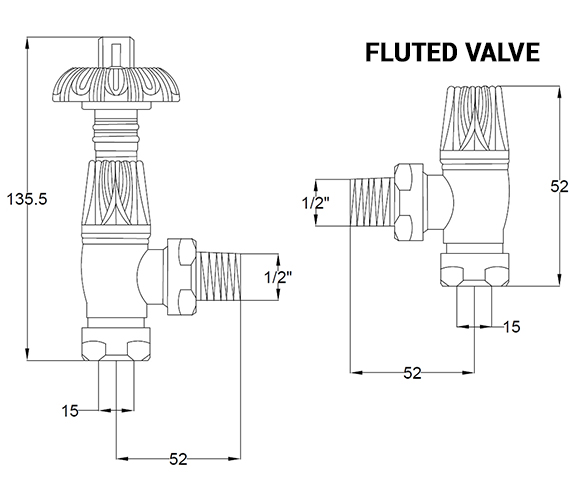 Bayswater Angled Thermo Radiator Valve - BAYV105