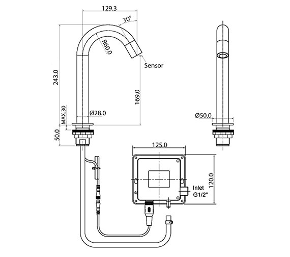 QS Basics Florentia Deck Mounted Sensor Basin Mixer Tap