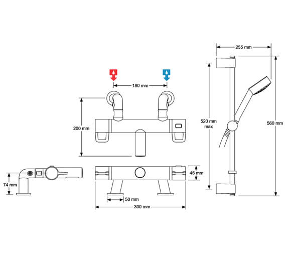 Mira Assist Plus Bath Shower Mixer Tap With Slide Rail Kit Chrome - 1. ...
