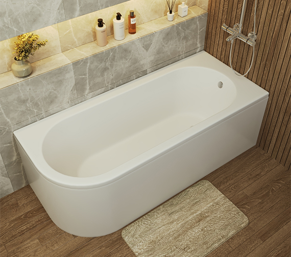 QS Basic Curve 1700 x 725mm White Back-To-Wall Corner Bath