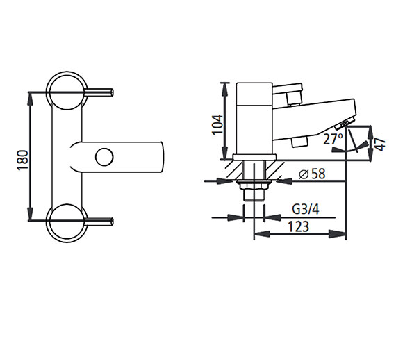 Roper Rhodes Storm Deck Mounted Bath Filler Tap Chrome | T223202