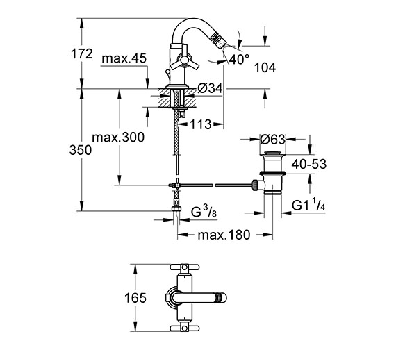 Grohe Atrio Ypsilon Chrome Bidet Mixer Tap With Pop-up Waste