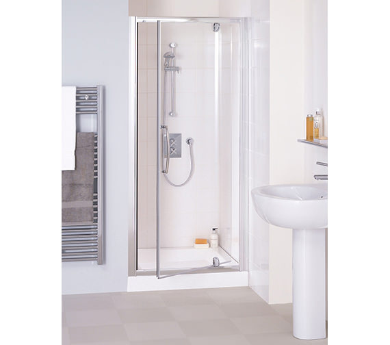 Lakes Classic Silver Semi Frame-less Pivot Door 700 x 1850mm | LKVP070S